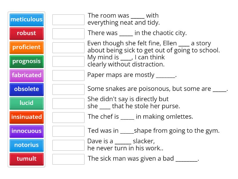 Tommy vocabulary practice - Match up