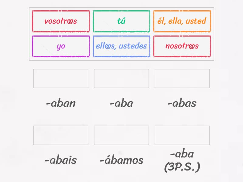 Pretérito imperfecto - terminaciones -ar - Match up