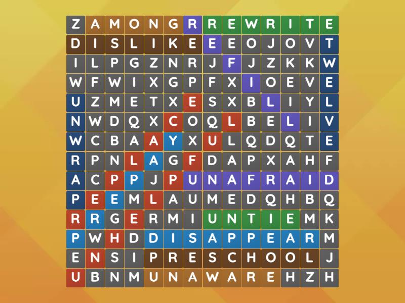 Prefixes: un, re, pre, dis - Wordsearch