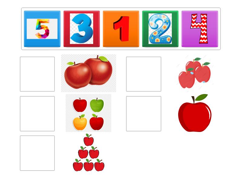 Memilih angka yang sesuai dengan jumlah gambar apel - المطابقة