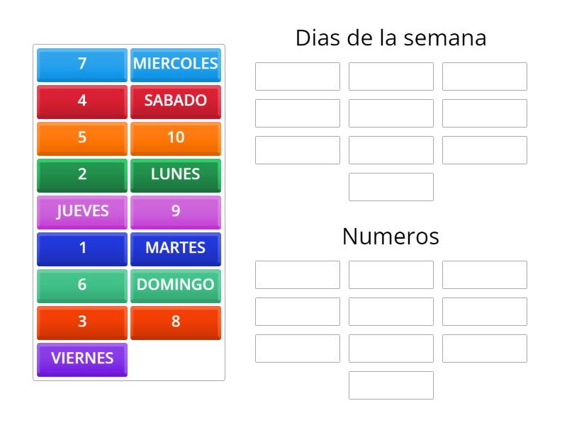 Trabajamos los días de la semana. - Classificação em grupos