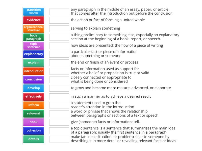 Informational Writing Vocab. - Match up