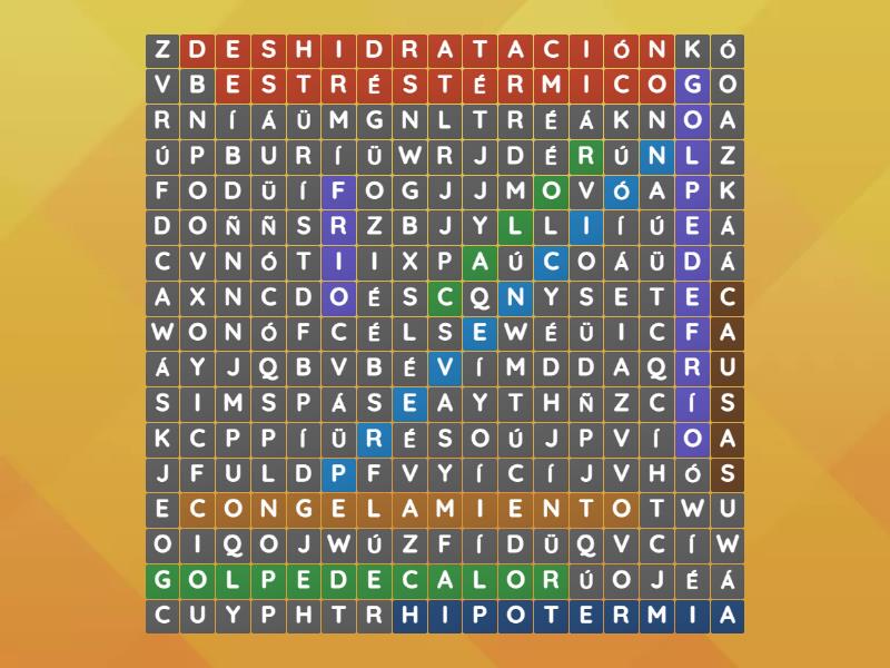 ESTRES Y CONFOR TERMICO - Sopa de letras