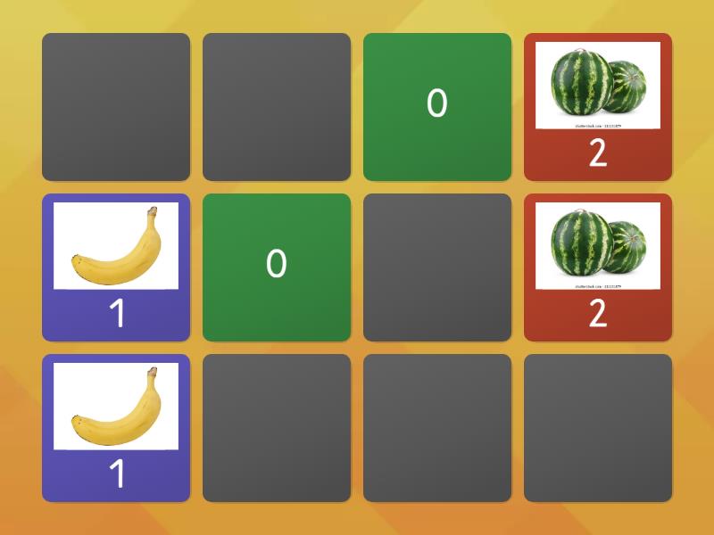 The numbers 0 to 5 - Matching pairs