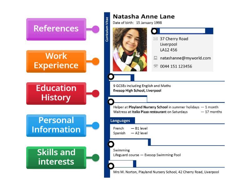 Parts of a CV - Labelled diagram