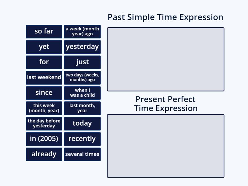 GG4 Past Simple vs Present Perfect Time Expression - Group sort