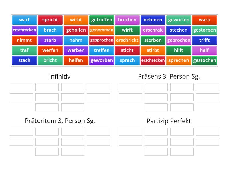 Starke Verben e - i - a - o - Group sort