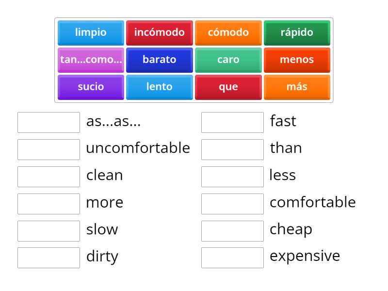 5.1a El transporte Comparisons - Match up