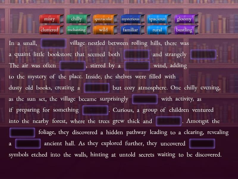 3rd Grade Vocabulary: Adjectives for Setting 3 - Complete the sentence