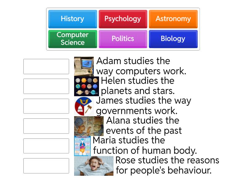 3A Subjects - Match up