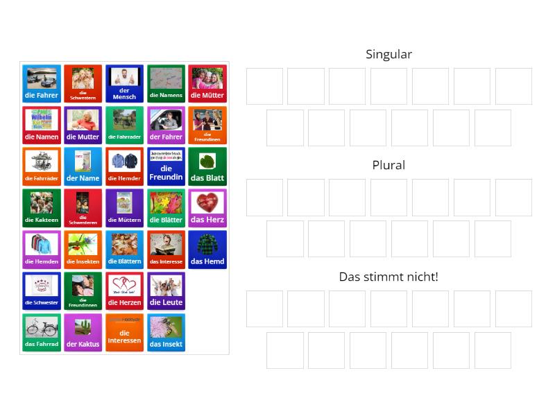 Pluralbildung der Substantive - Group sort