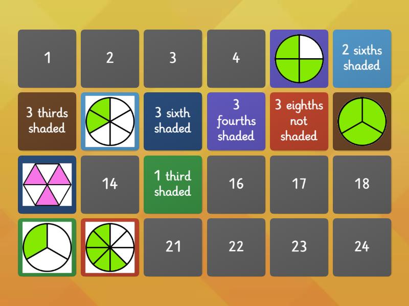 Matching Basic Fractions of a Whole - Matching pairs