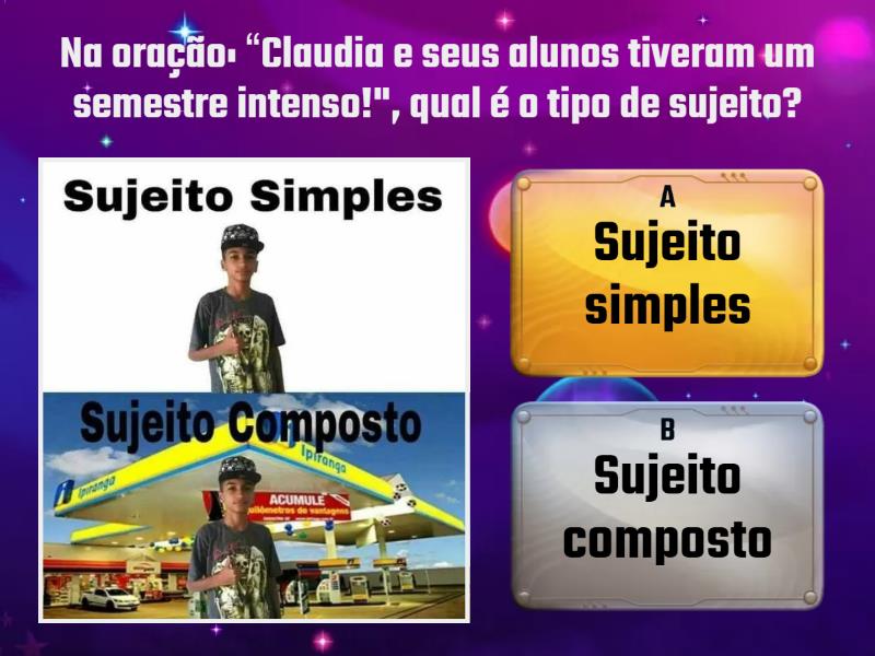 Sujeito simples e composto - Quiz
