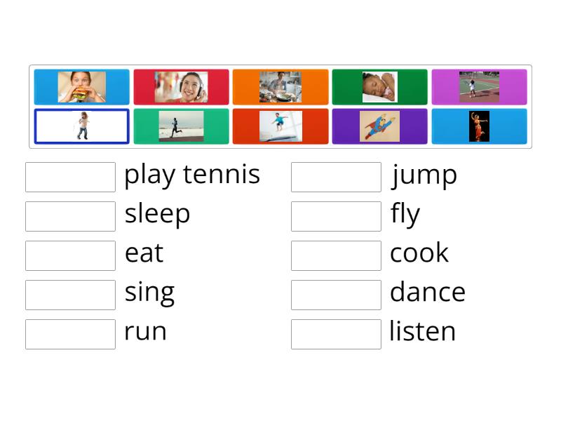Match the action verbs with the picture - Match up