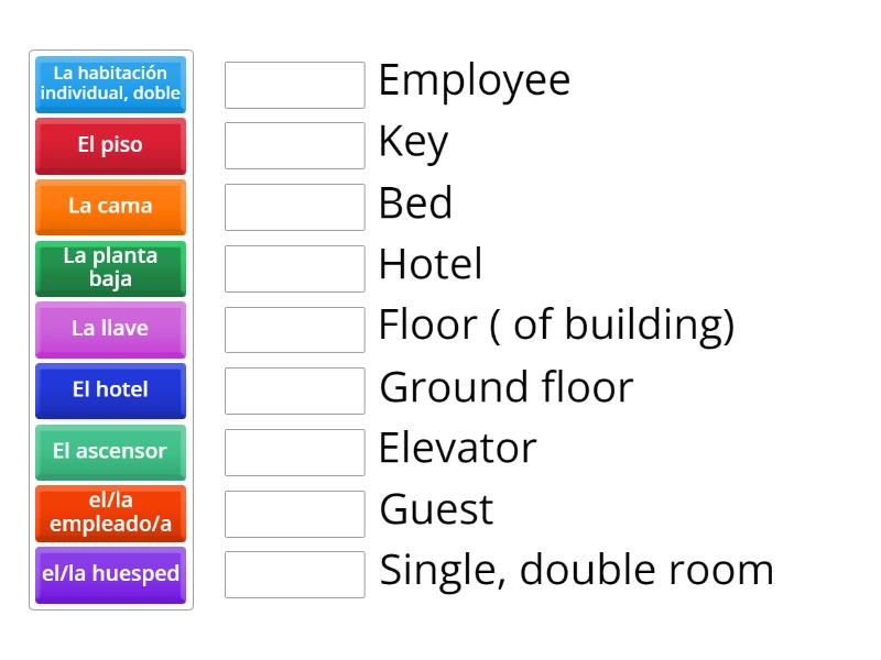 Chap 5. Hotel vocabulario - Match up