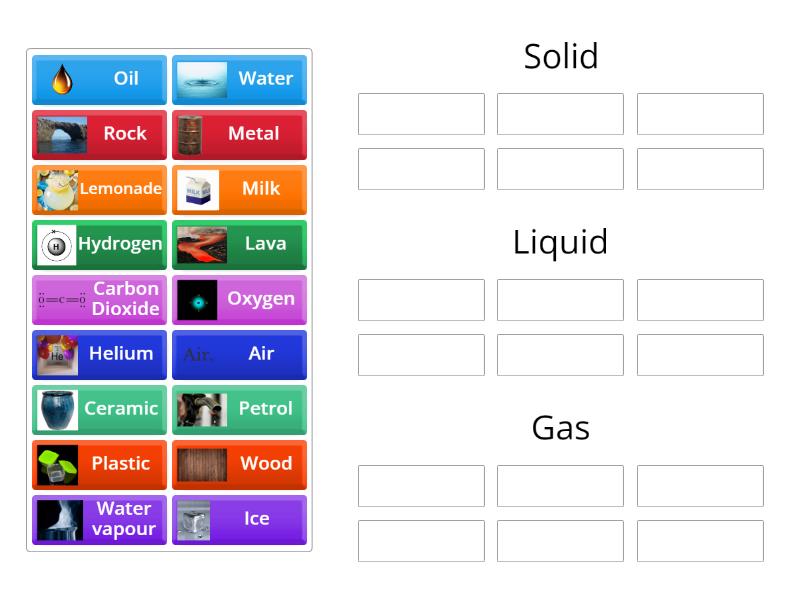 States of Matter Sorting Activity - Group sort