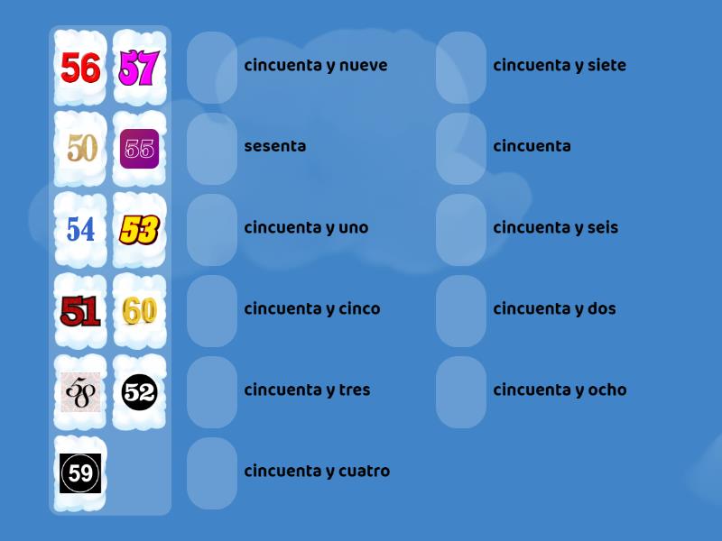 NUMEROS DEL 50 AL 60 - Match up