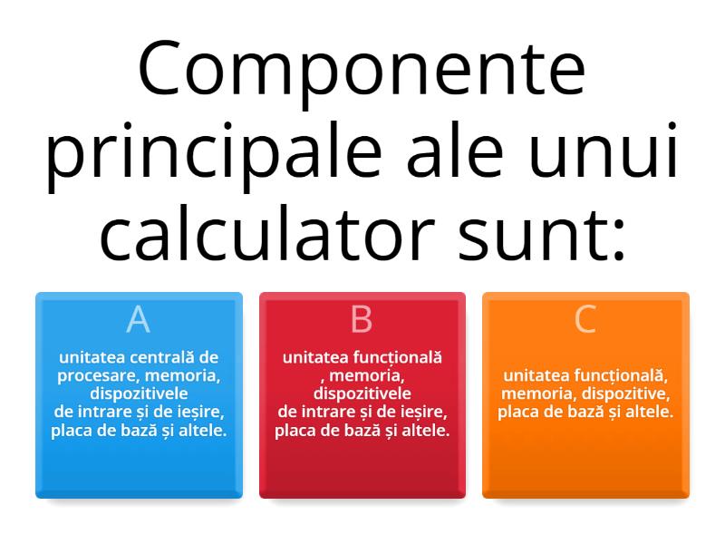 Schema funcțională a calculatorului - Quiz