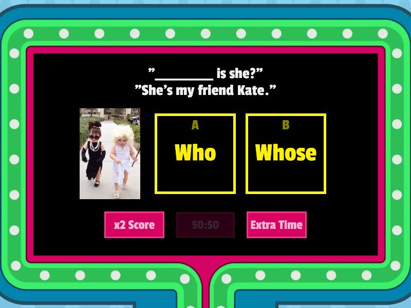 RU1. Question words (whose/who) - Gameshow quiz