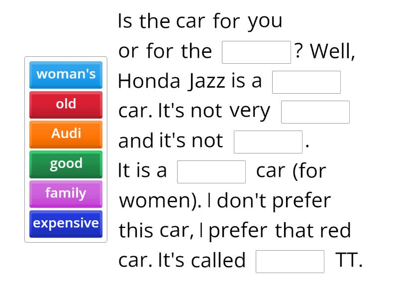 Cars - Complete the sentence