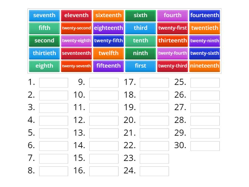 SPEAKOUT elementary: Ordinal Numbers - Rank order