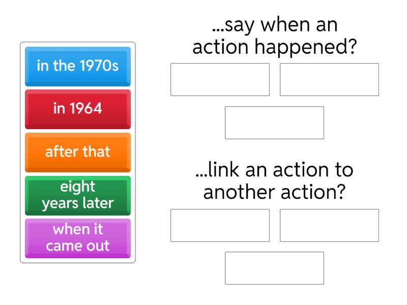 ESOL E3: Which past time phrases are used to... - Group sort