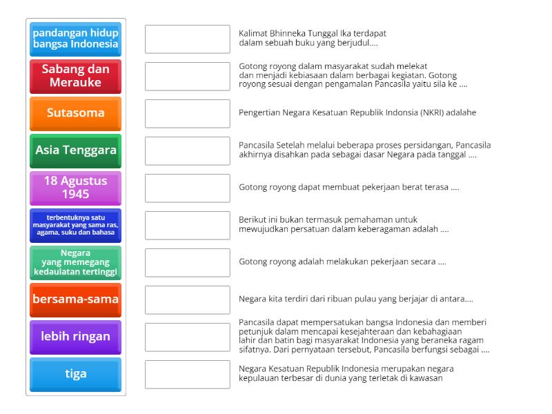 Soal Menjodohkan Tema 3 Pola hidup Gotong -royong - Match up