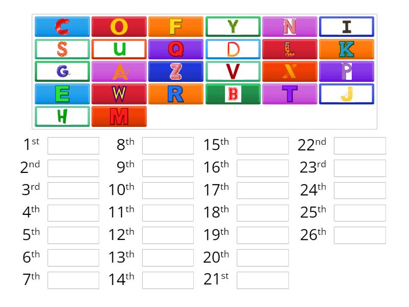 Alphabet. Order big letters - Rank order