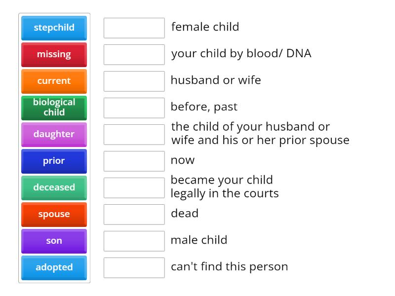 Concept 3: Family Relationships_Clue Game - Match up