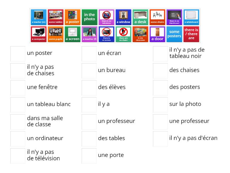 Dans ma salle de classe / sur la photo - Match up