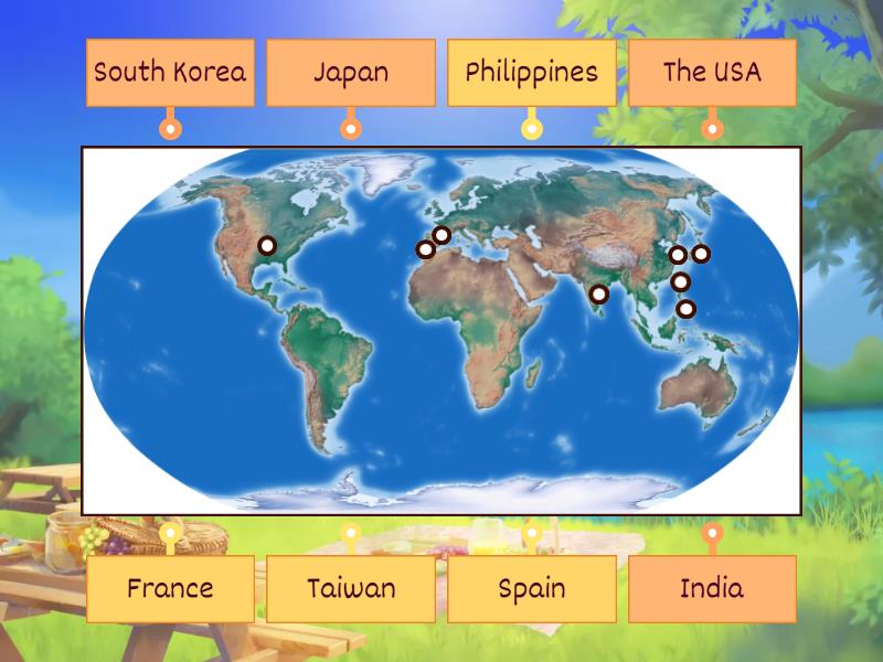 G6- Anding- World Map - Labelled diagram