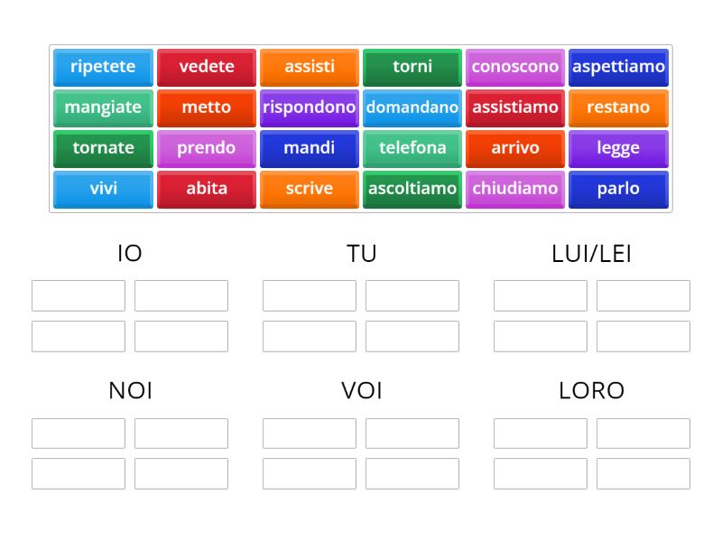 PRESENTE -ARE/-ERE - Group sort