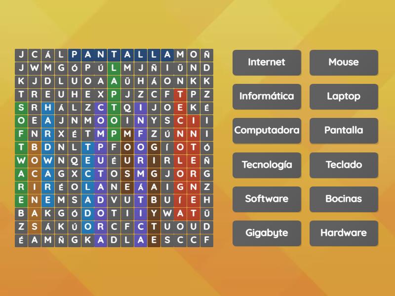 Sopa de letra de informática - Wordsearch