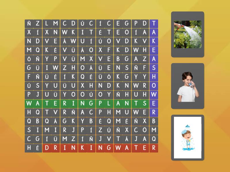 The water is used for... - Wordsearch