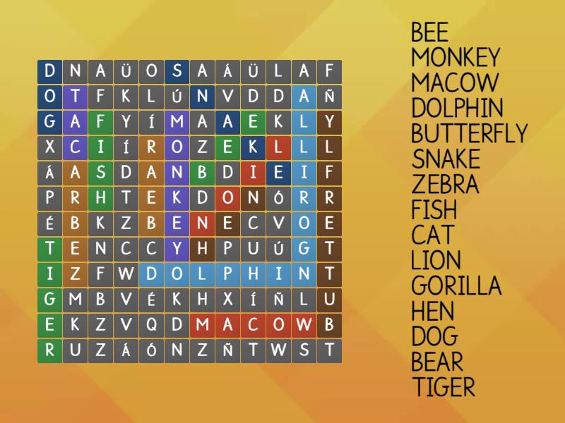 Vocabulary 3° - Sopa de letras