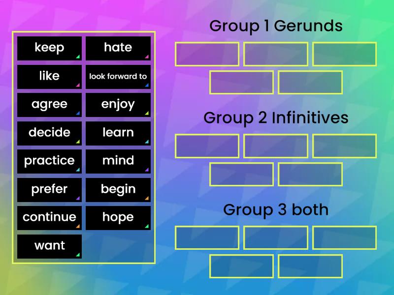 Gerunds and Infinitives Categorizing C - Group sort