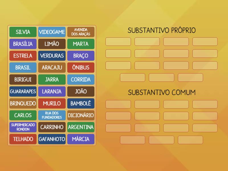 ESTUDANDO OS SUBSTANTIVOS: PRÓPRIO E COMUM!!!! - Group sort