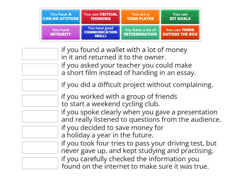 TRANSFERABLE SKILLS - ACTIVITY 6 - Match up