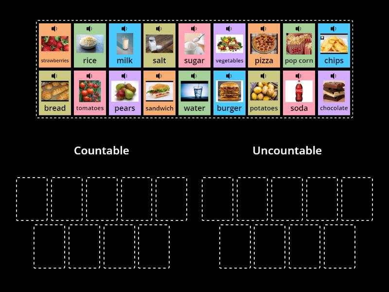 Countable and uncountable nouns - Group sort