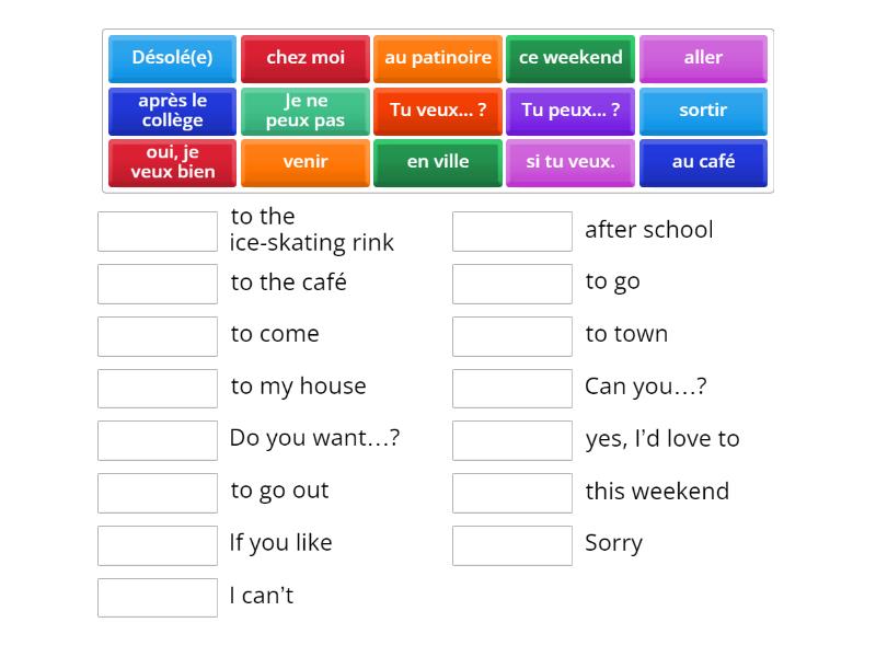 Y8 Vocab 5 Inviting someone out JEA - Match up