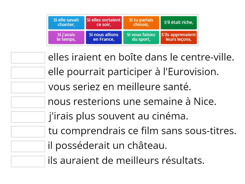 Si... imparfait, conditionnel - Match up