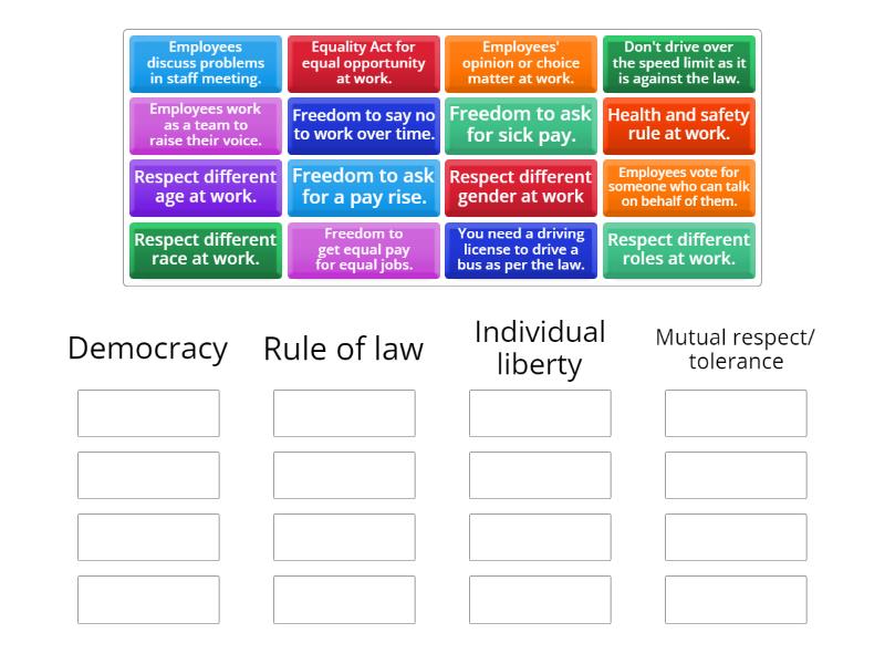 British values at work - Групповая сортировка