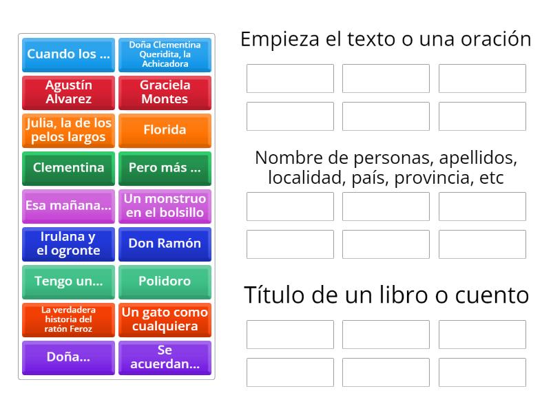 USO DE MAYÚSCULAS - Ordenar por grupo