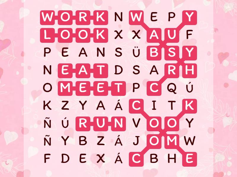 Find the verbs in the simple present - Wordsearch