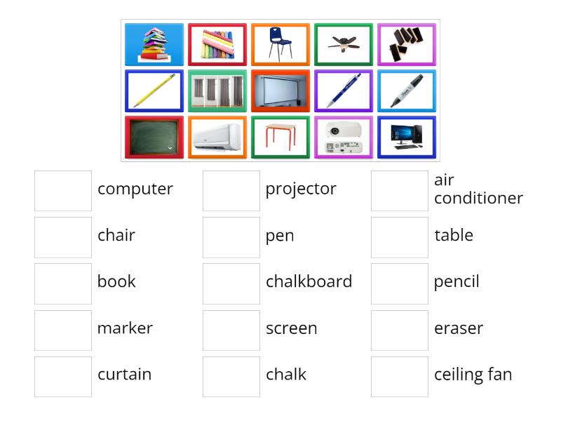 Classroom Objects- Practice - Match up