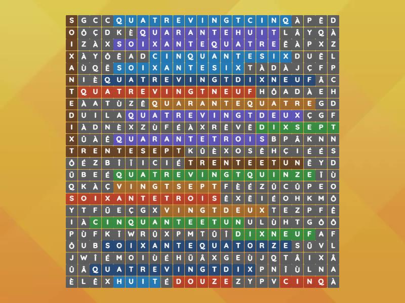 A1.1 Les nombres 0 - 100 - Mots mêlés