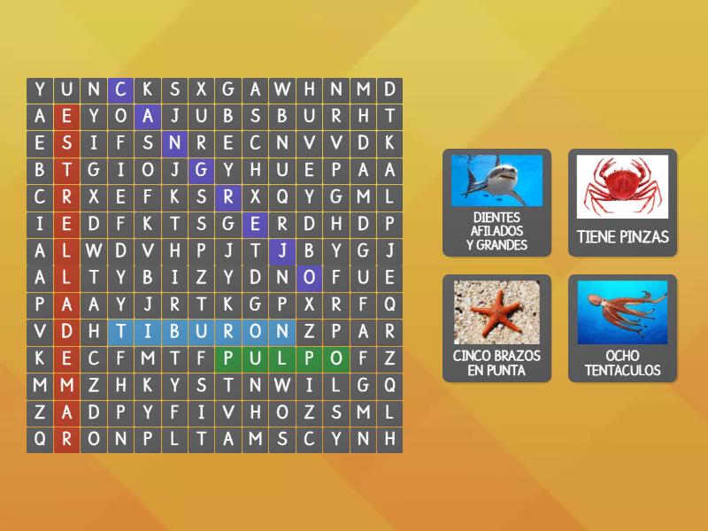 ANIMALES MARINOS - Sopa de letras