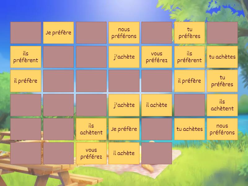 A1. Les verbes en -er (particularités) - Matching pairs