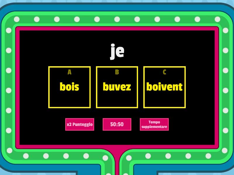 Le verbe BOIRE au présent - Gameshow quiz