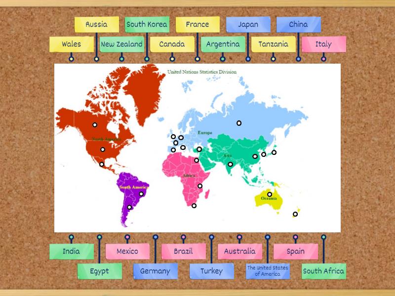 Countries of the world - Labelled diagram